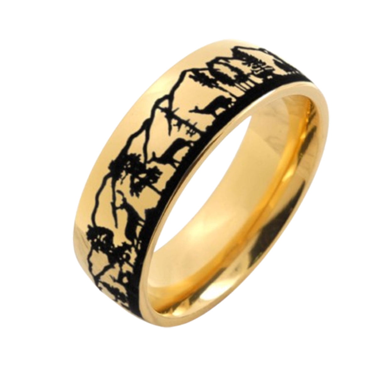 Titanium Gold Dome Mule Deer Forest Wedding Rings 8mm - Walmart.com