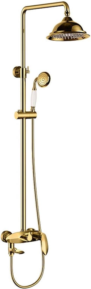 Titanium Gold Shower System Luxury Rain Mixer Shower Combo Set, Wall ...