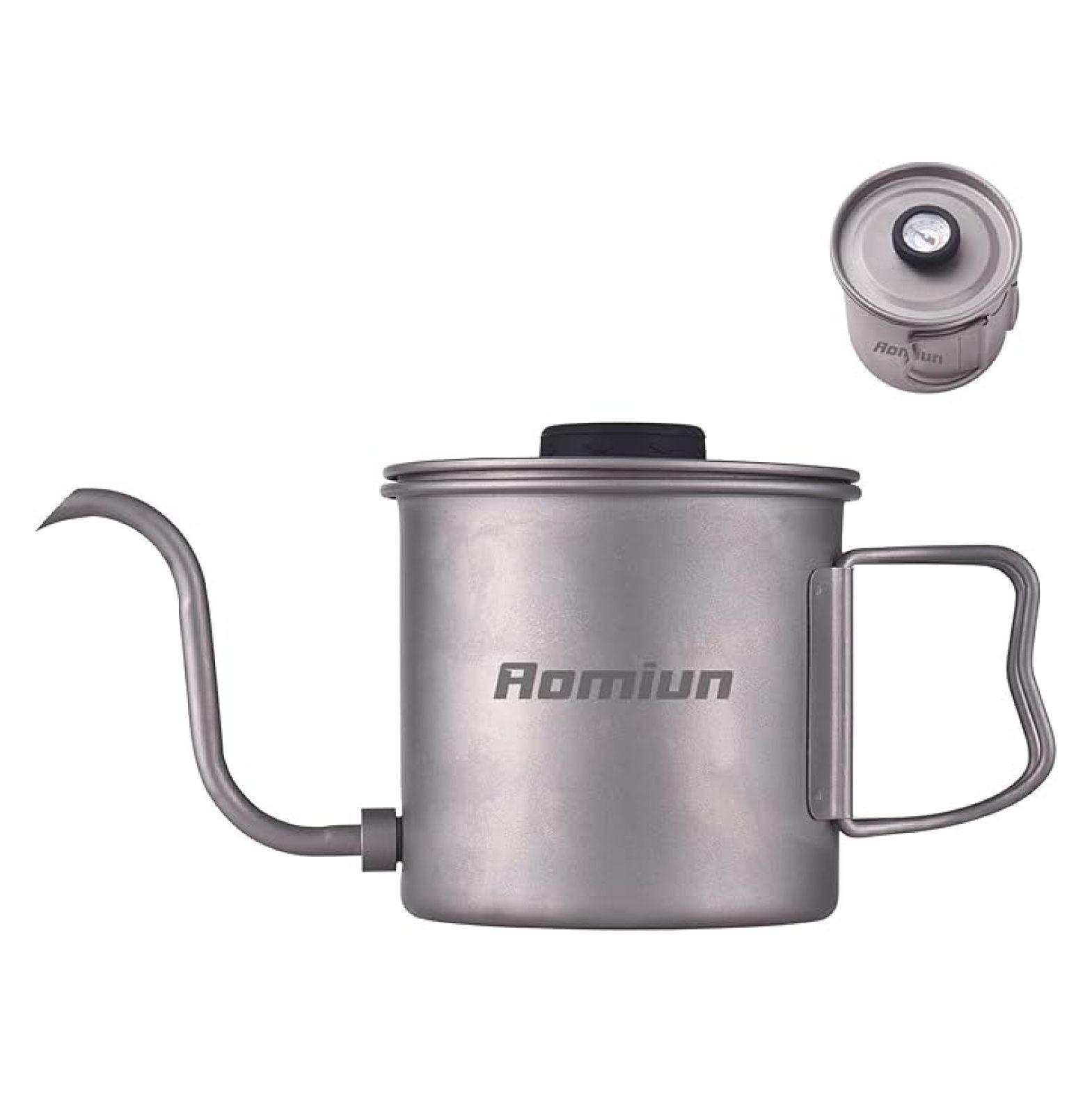 Titanium Gooseneck Kettle with Thermometer, 13.5oz Pour Over Camping ...