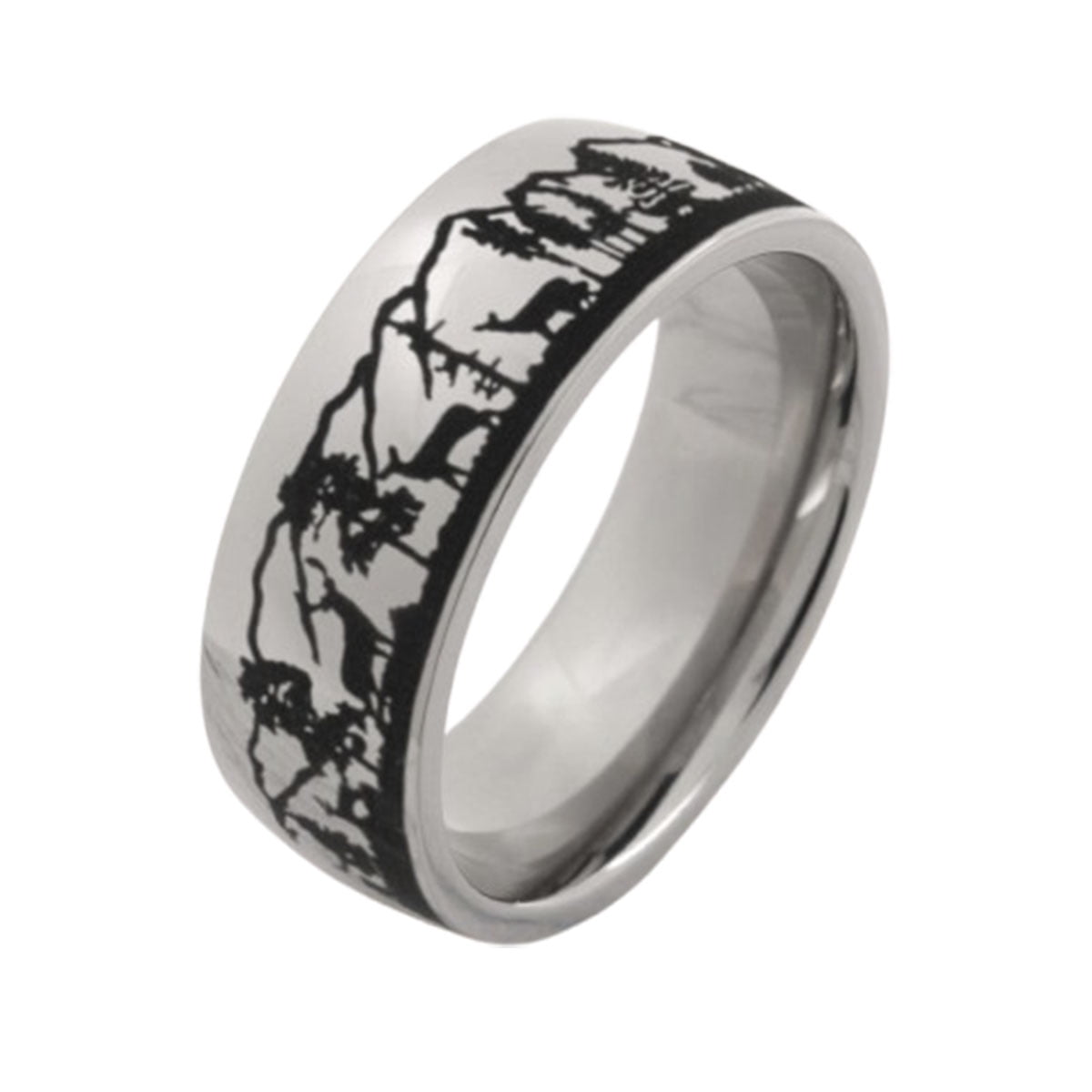 Titanium Gray Dome Mule Deer Forest Wedding Rings 8mm - Walmart.com