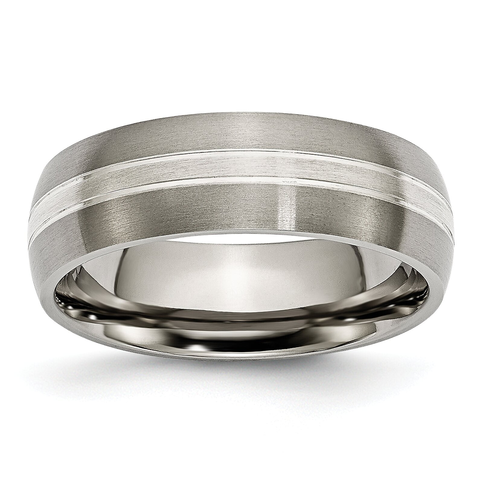 Titanium Grooved 7mm Satin Mens Wedding Ring Size 12 - Walmart.com