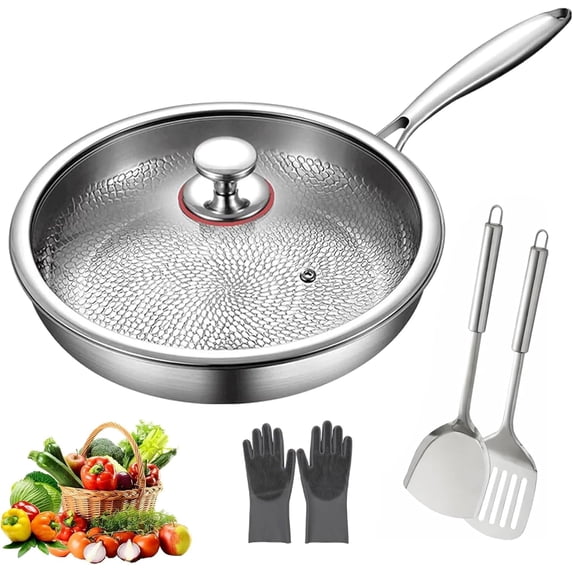 Titanium Hammered Pan Pro, 2026 New 100% Pure Titanium Fry Pan With Lid ...
