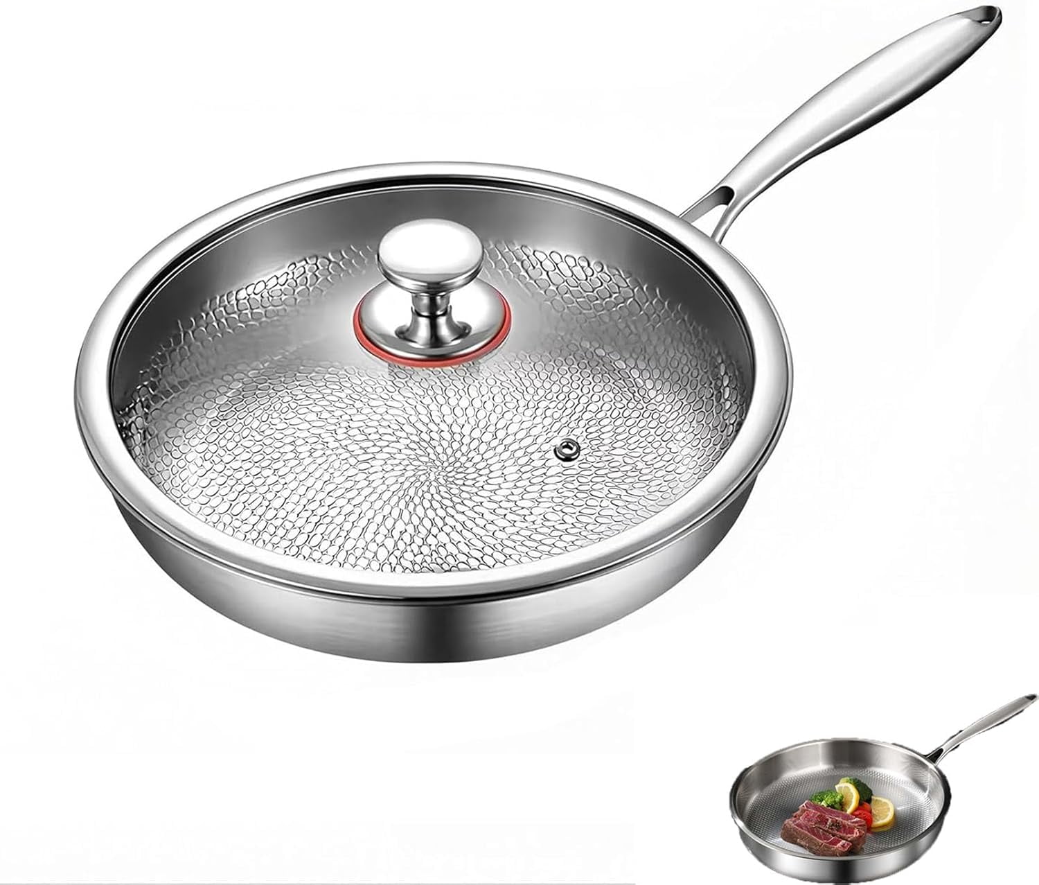 Titanium Hammered Pan Pro with Lid, 2025 Ultra-Durable Scratch ...