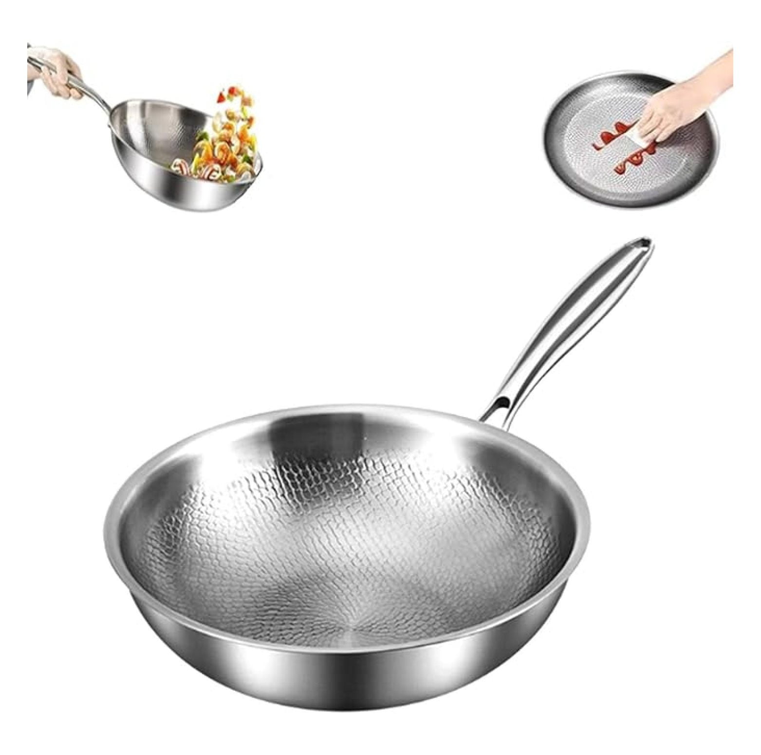 Titanium Hammered Pan Pro with Lid, Durable Scratch-Resistant Titanium ...