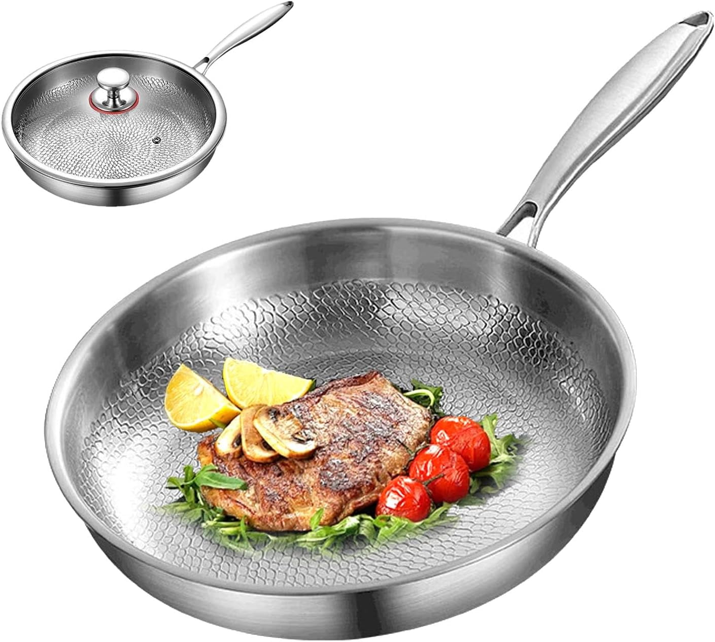 Titanium Hammered Pan Pro with Lid, Taima Titanium Nutri Pan with Lid ...