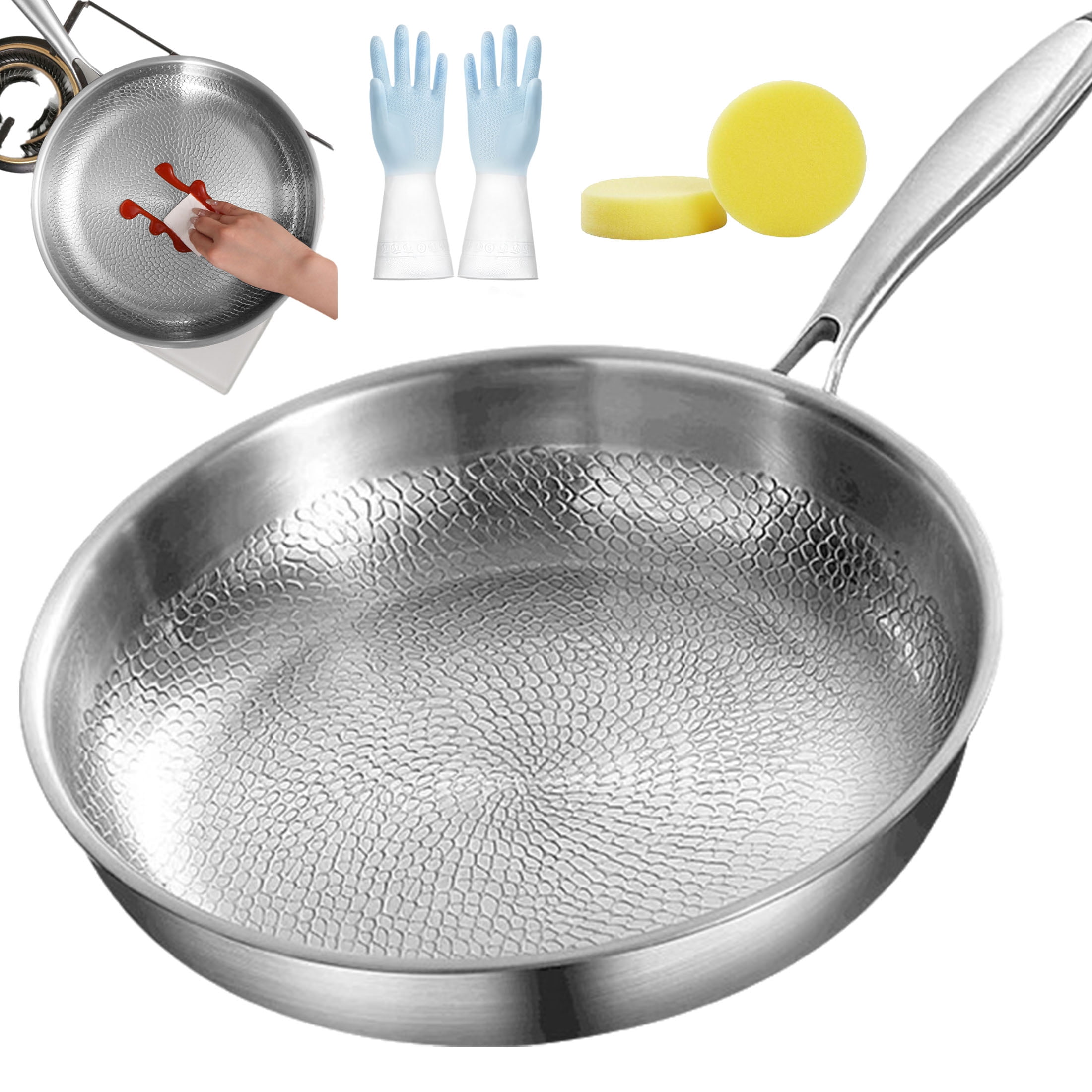 Titanium Hammered Pan Pro, Taima Titanium Nutri Pan with Lid, Multifunctional Pots and Pans Set ...