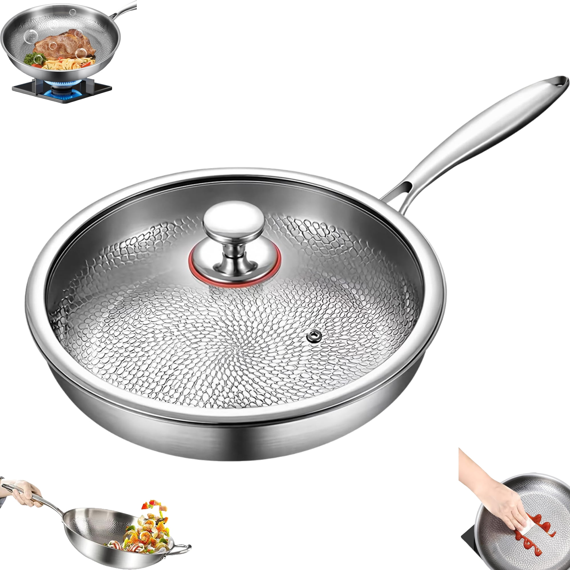 Titanium Hammered Pan Pro With Lid, Titanium Cooking Pan, Siraats ...