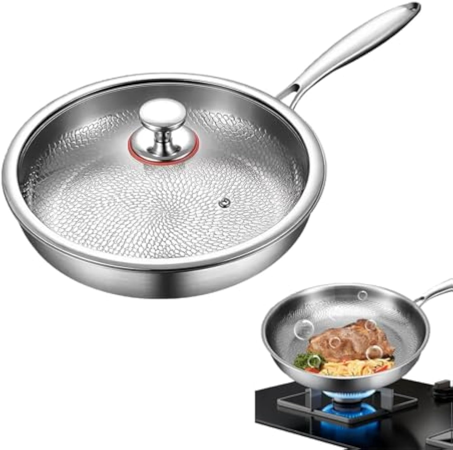 Titanium Hammered Pan Pro with Lid, 2025 Ultra Durable Pure Titanium ...