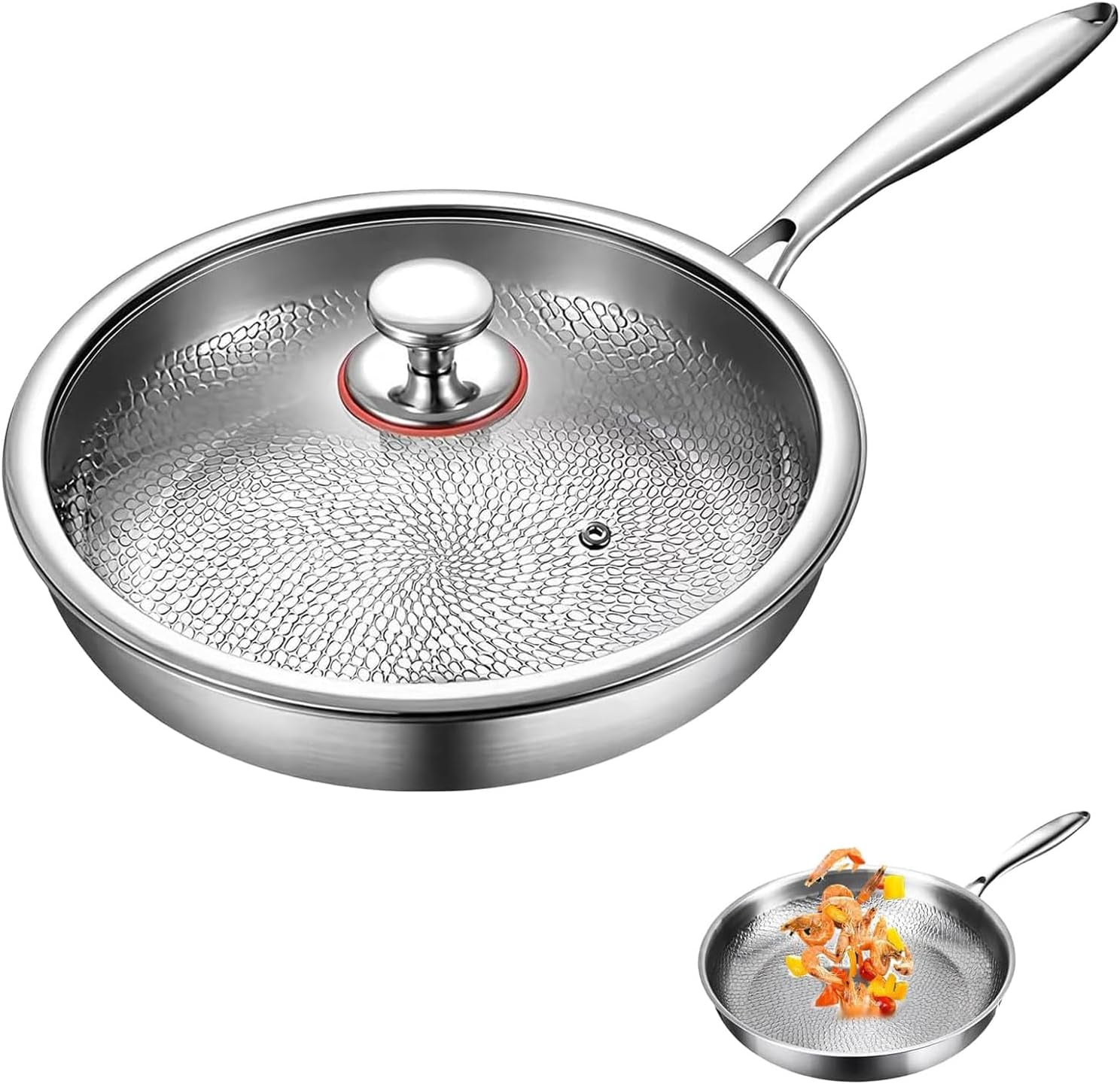 Titanium Hammered Pan Pro with Lid, 2025 Ultra-Durable Scratch ...