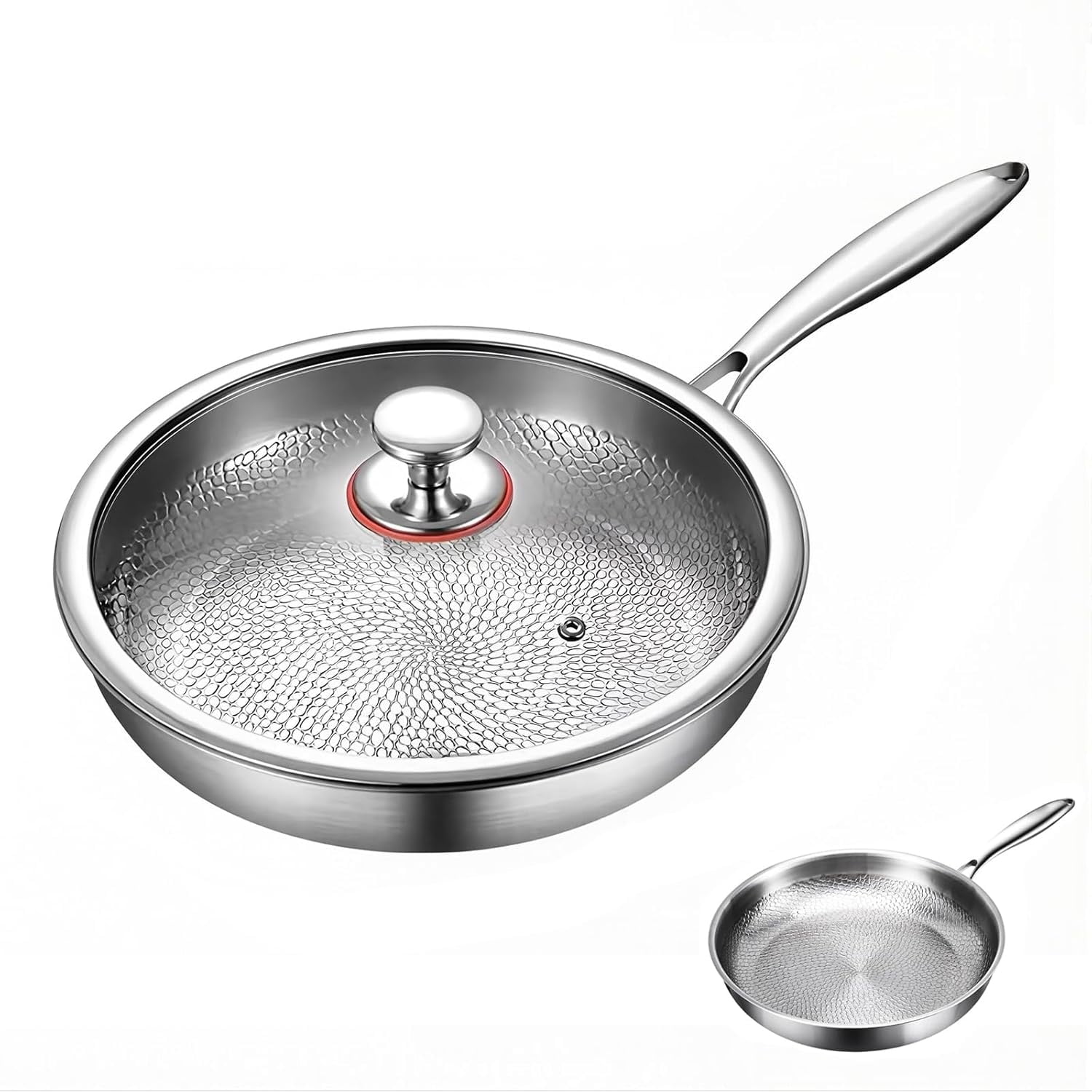 Titanium Hammered Pan Pro with Lid, 2025 Ultra-Durable Scratch ...