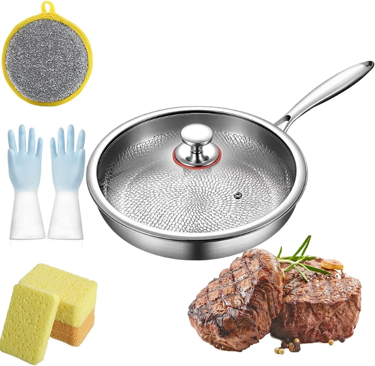 Titanium Hammered Pan Pro with Lid, New Upgrade Titanium Always Pan Pro ...