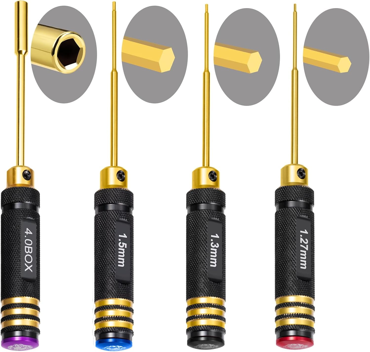 Titanium Hex Screwdriver Set 1.27mm 1.3mm 1.5mm 4.0Box 4Pcs Steel Material Rc Car Repair Tool ...
