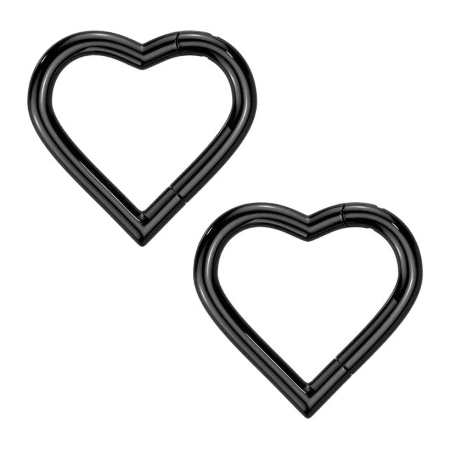Titanium Hinged Segment Hoop Ring 18 Gauge With Heart Shape - Pair ...
