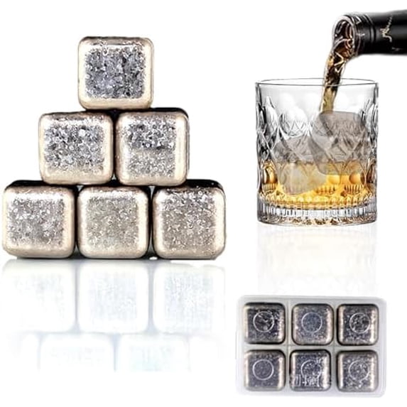 Titanium Ice Cubes for Drinks, Non-Diluting Whiskey Ice Cube Filled ...
