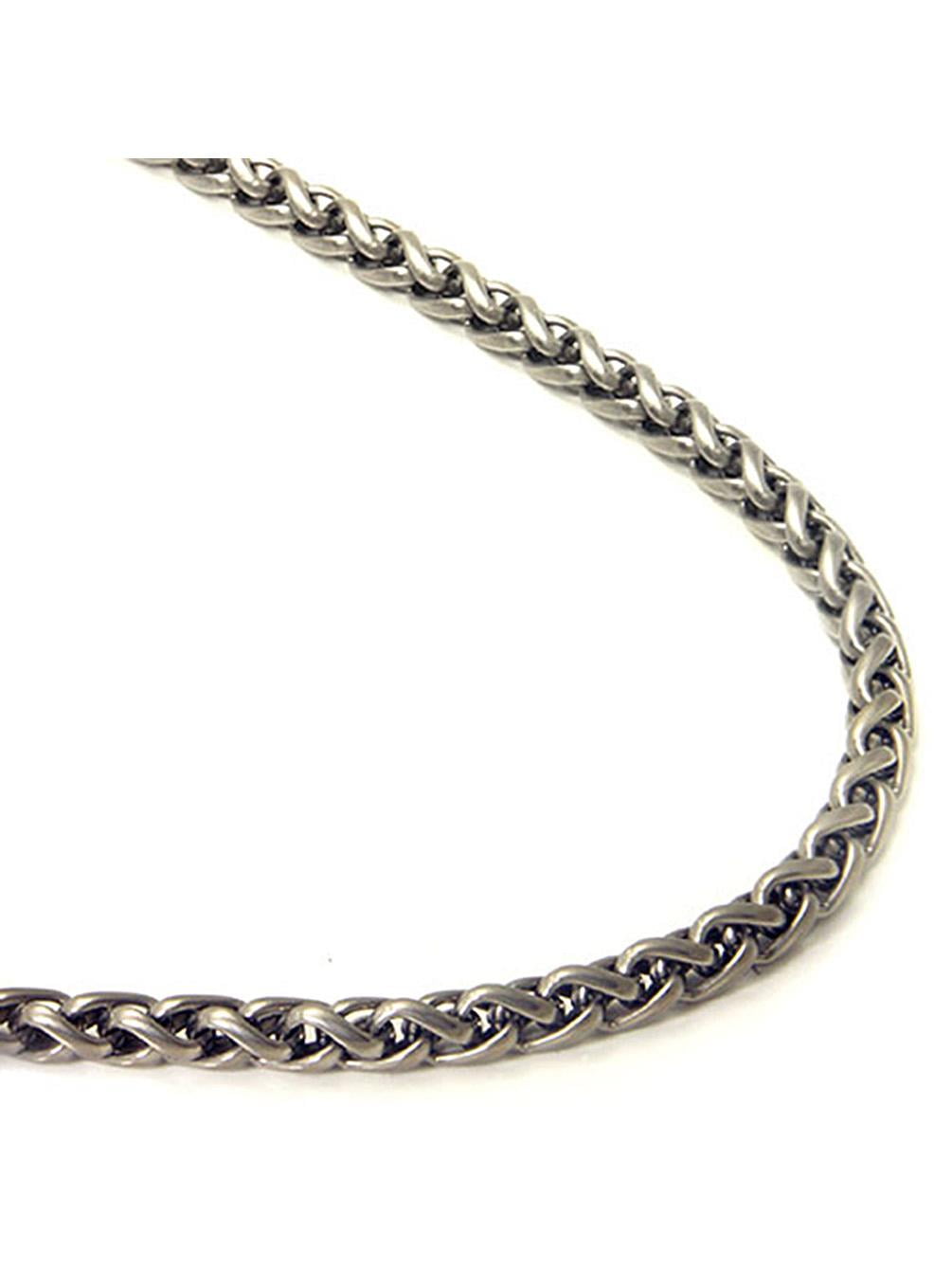 Titanium Kay Titanium 4MM Wheat Chain Link Matte Finish Men's Gray ...
