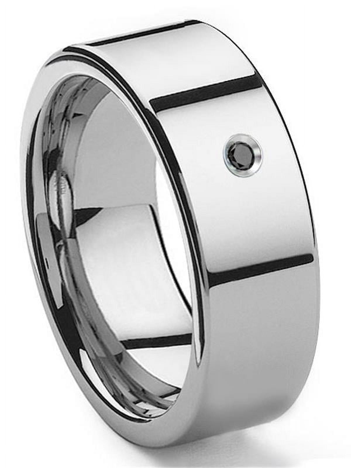 Titanium Kay Tungsten Carbide Black Diamond 10MM Flat Comfort Fit Mens ...