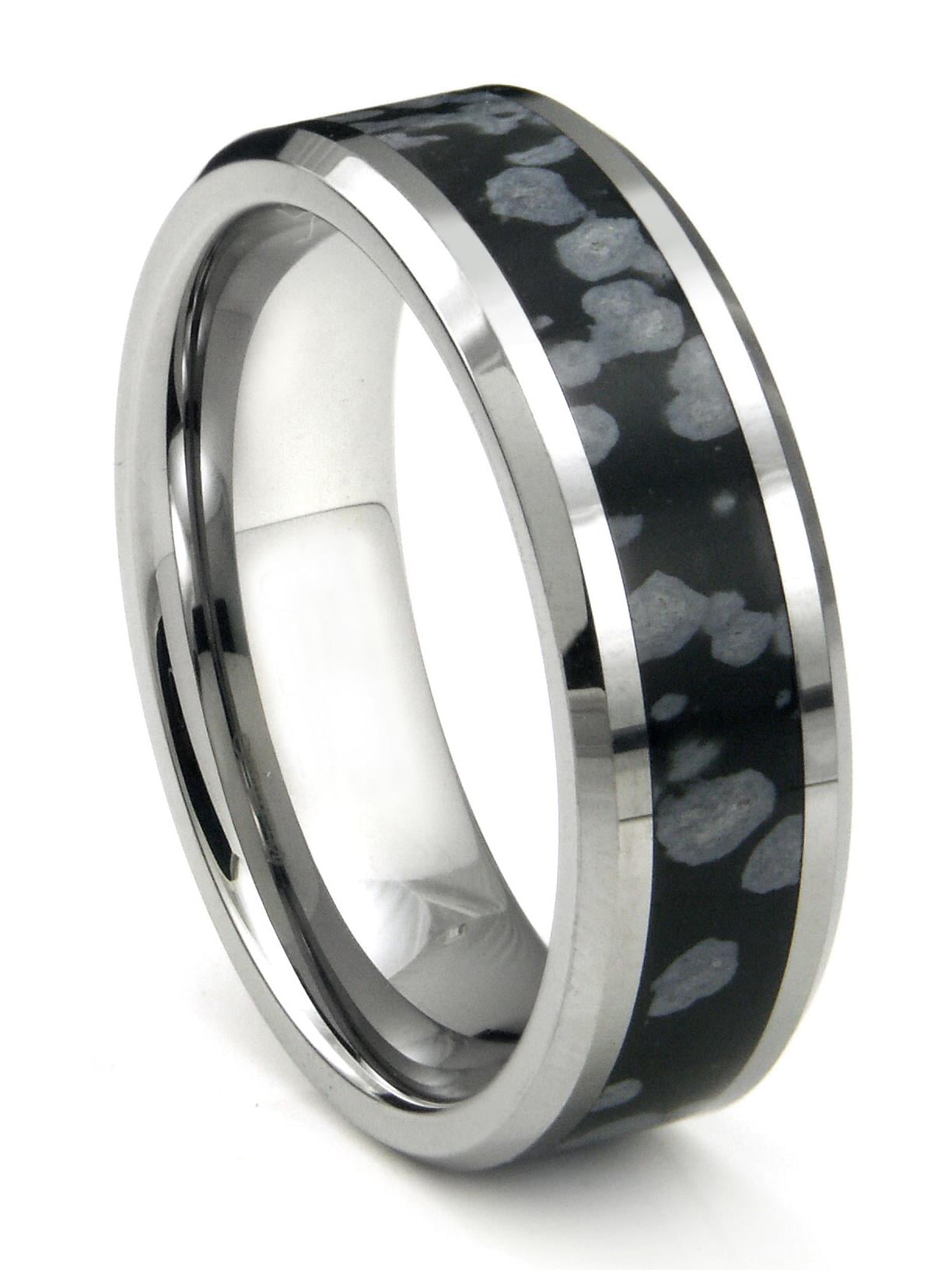 Titanium Kay Tungsten Carbide Cosmic Riverstone Inlay Comfort Fit Mens ...