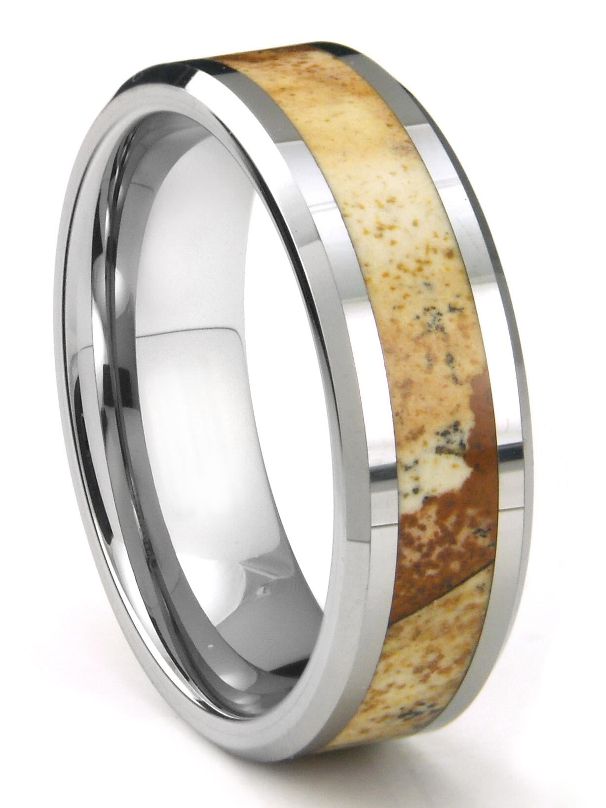 Titanium Kay Tungsten Carbide Igneous Riverstone Inlay Comfort Fit Mens ...