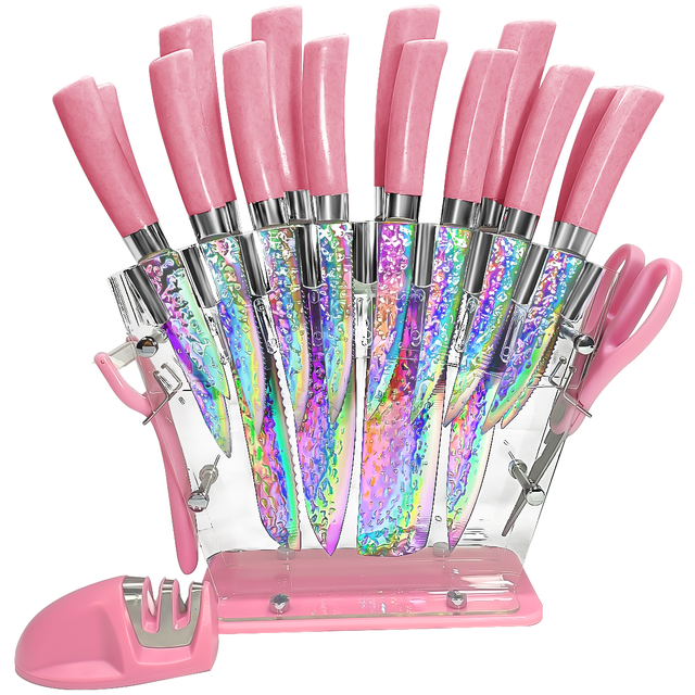 Titanium Knife Set, Non Stick Thick and Sharp Stainless Steel 18 Pcs ...