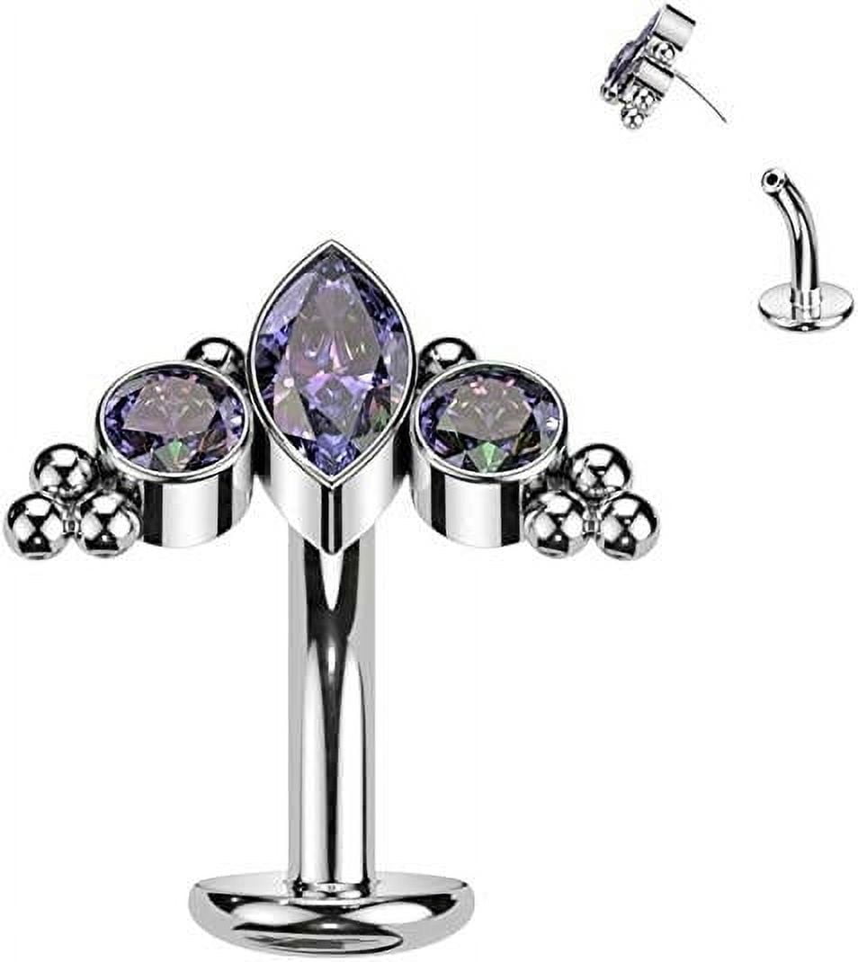 Titanium Marquise CZ or Opal Center Surrounded by CZs and Ball Clusters ...