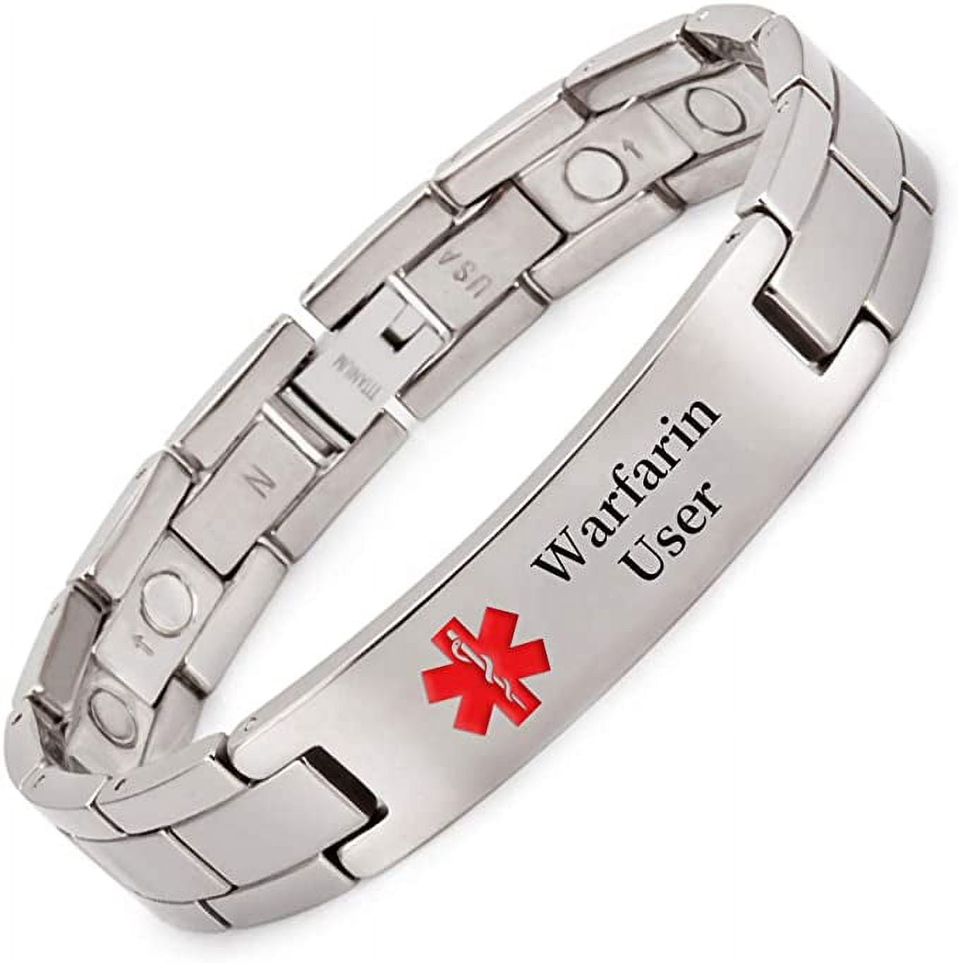 Wollet Medical Alert Personalised Magnet Bracelet in Titanium - Walmart.com