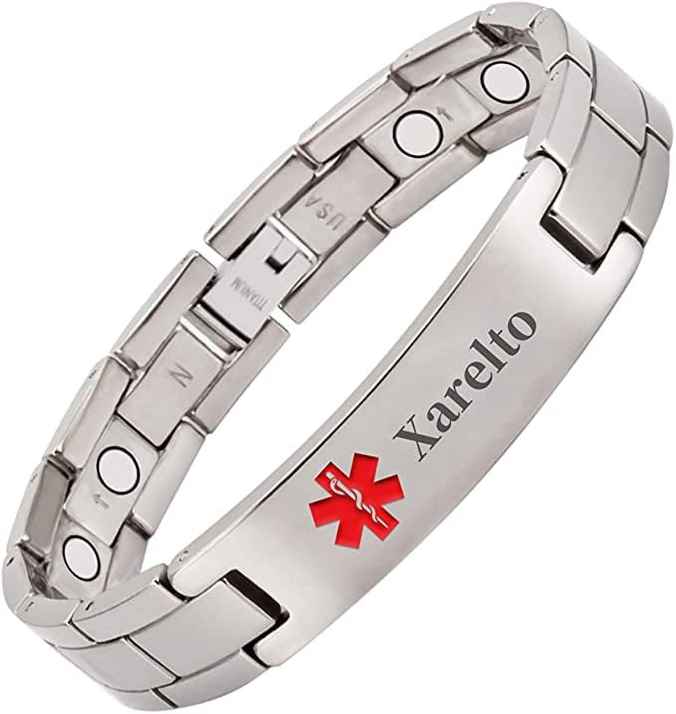 Titanium Medical Alert Bracelet for Men ID Bangle Personalised 22CM ...
