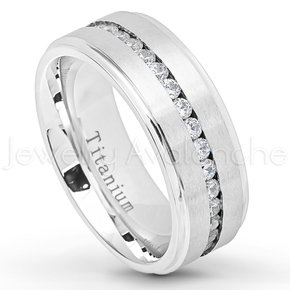 Titanium Mens Wedding Band - Comfort Fit Brushed Finish White IP ...