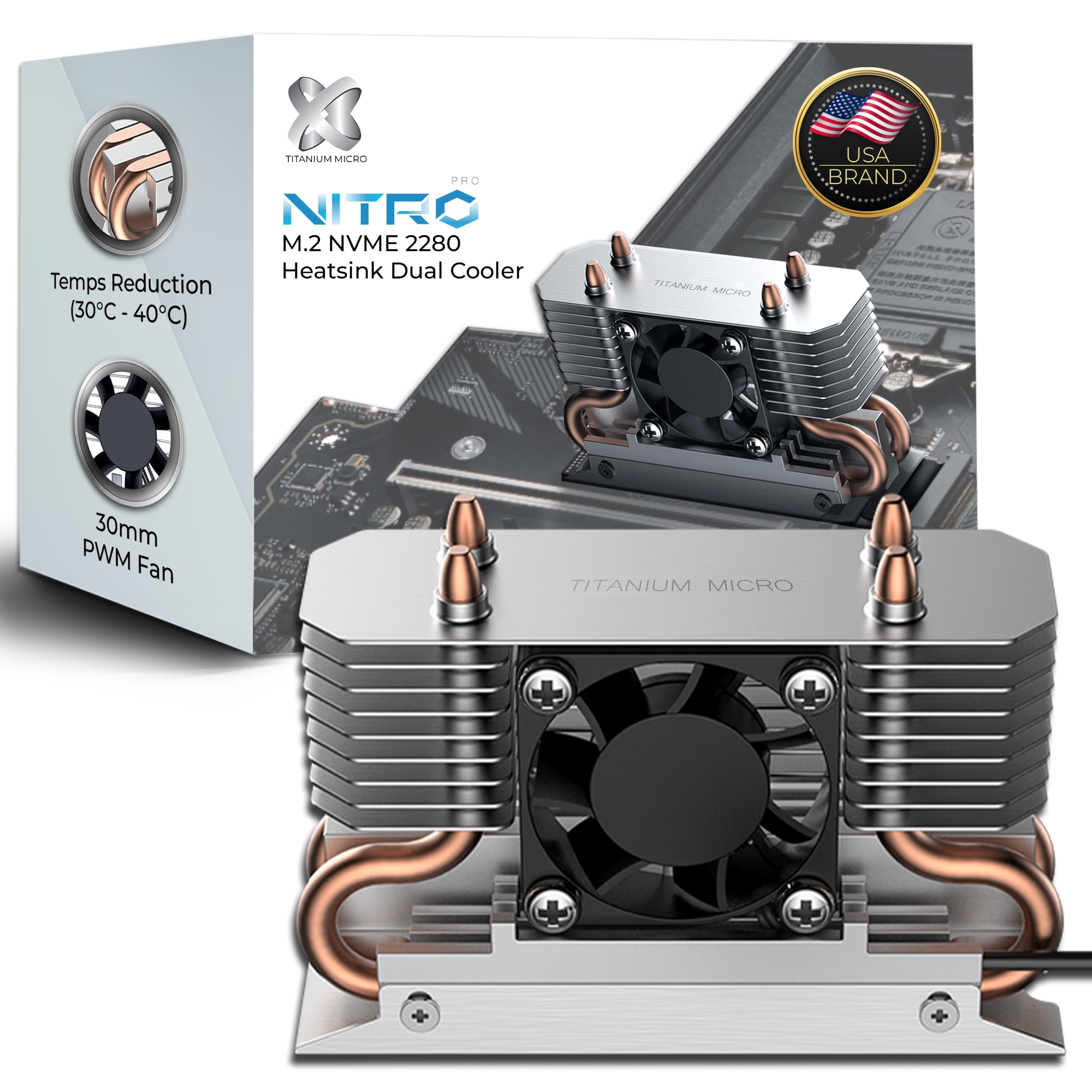Titanium Micro Nitro Pro M.2 NVMe Heatsink, 2280 Dual Cooler Heatsink ...