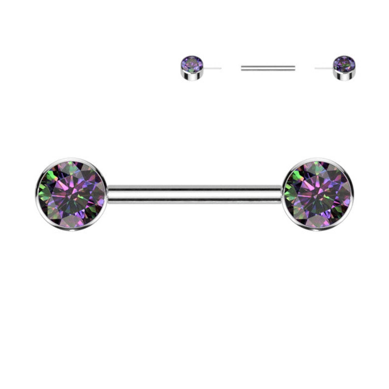 Titanium Nipple Ring Barbell 14 Gauge Threadless Front Facing CZ Gem - Walmart.com