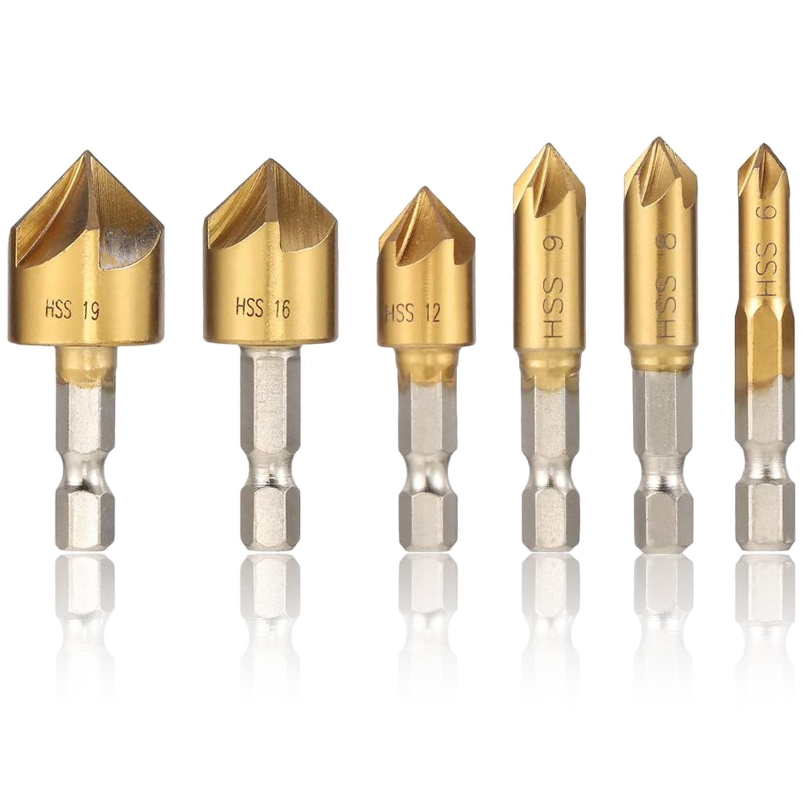 Wood Chamfering Tool Set, Titanium Plated Countersink Drill Bit Set For ...