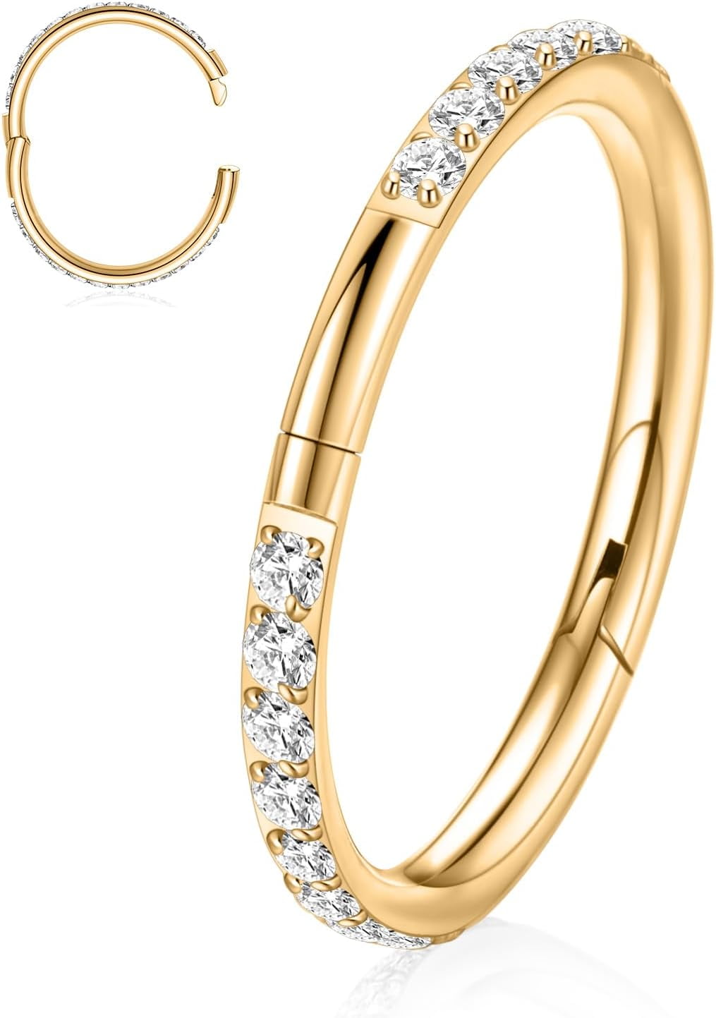 Titanium Nose Hoop Ring Half Closure New Secure Hook Hinged Segment ...