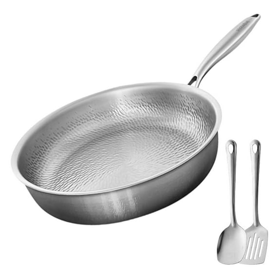 Titanium Pan, 100% Pure Titanium Hammered Frying Pan with Lid for All ...
