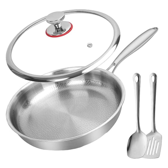 Titanium Pan, 100% Pure Titanium Hammered Frying Pan with Lid for All ...