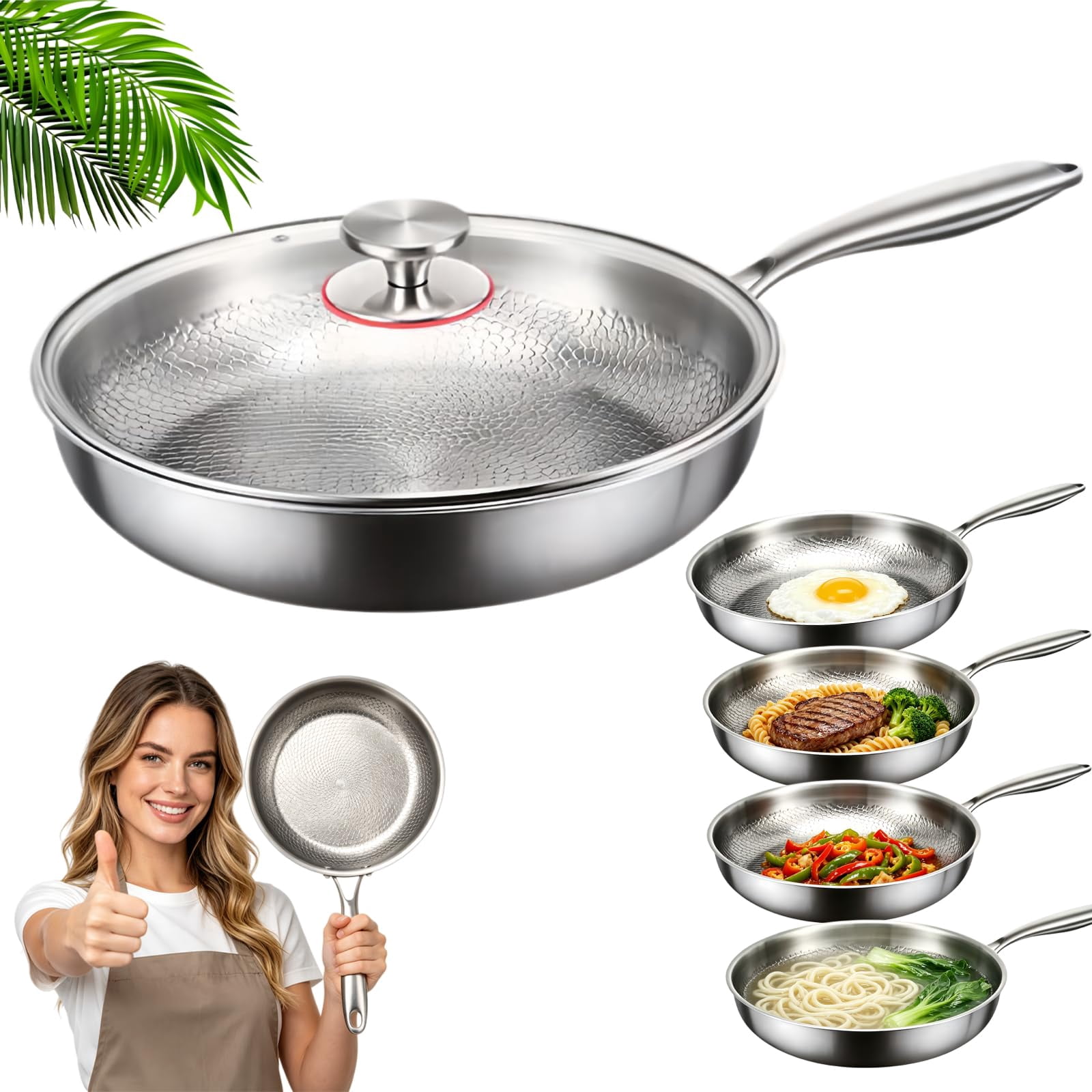 Titanium Pan, 2026 Upgrade Pure Titanium Classic Pan with Lid , Scratch ...