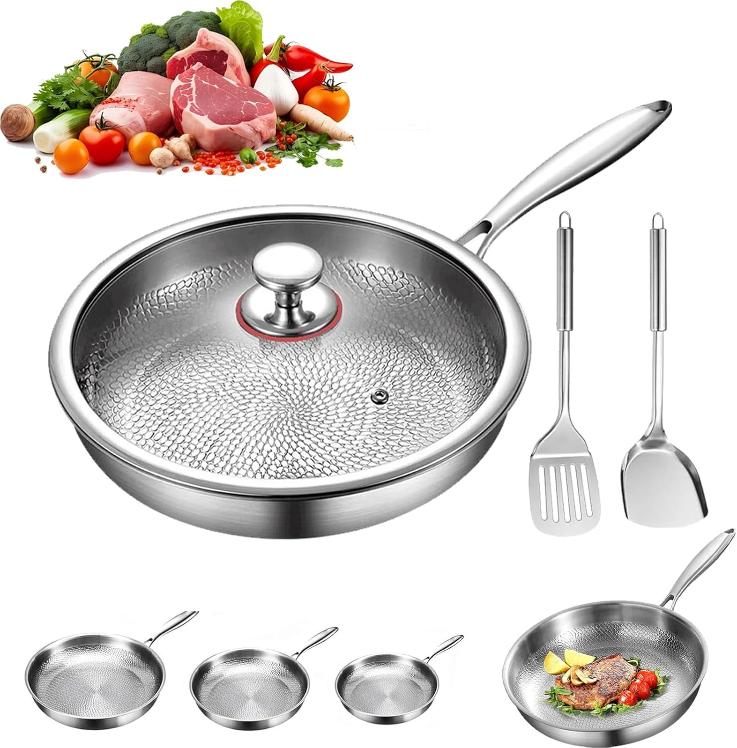 Titanium Pan With Lid, 100% Pure Titanium Hammered Pan Pro, 10/11/11 ...