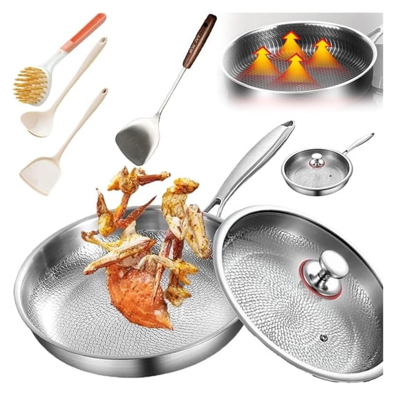 Titanium Pan with Lid, 100% Pure Titanium Pans for Cooking, 5 Sizes Non ...