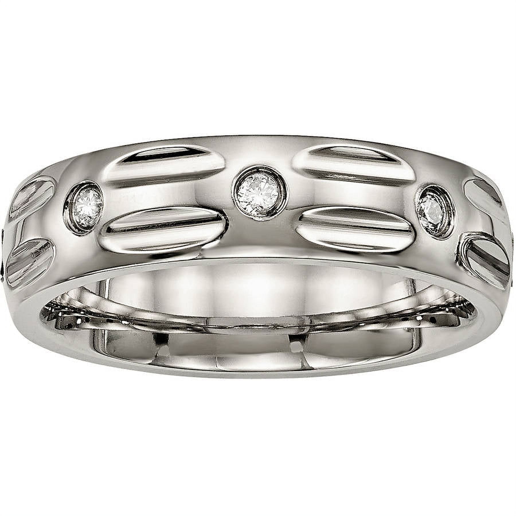 Titanium Polished Grooved CZ Ring - Walmart Business Supplies