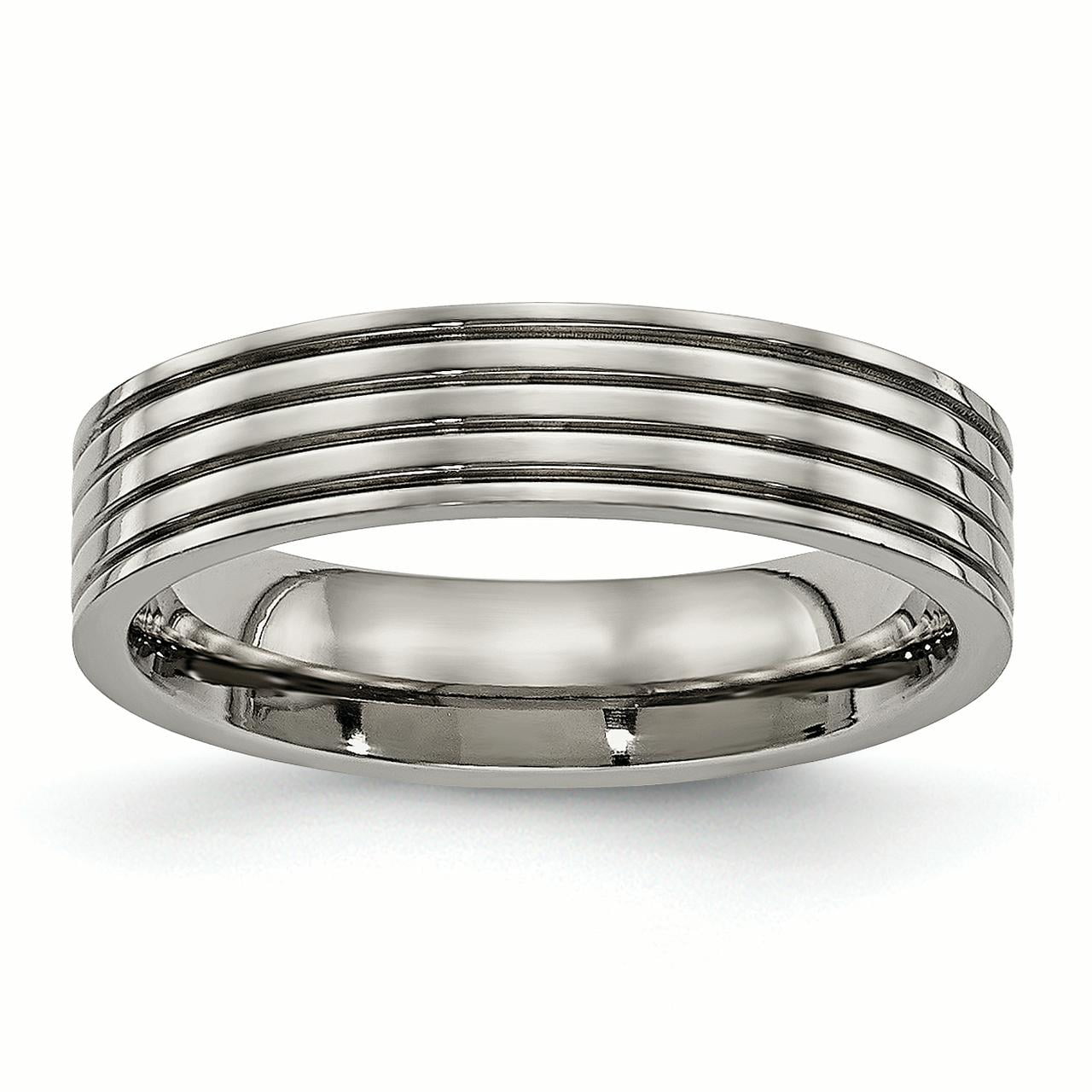 Titanium Polished Grooved Comfort Back Ring - Walmart.com