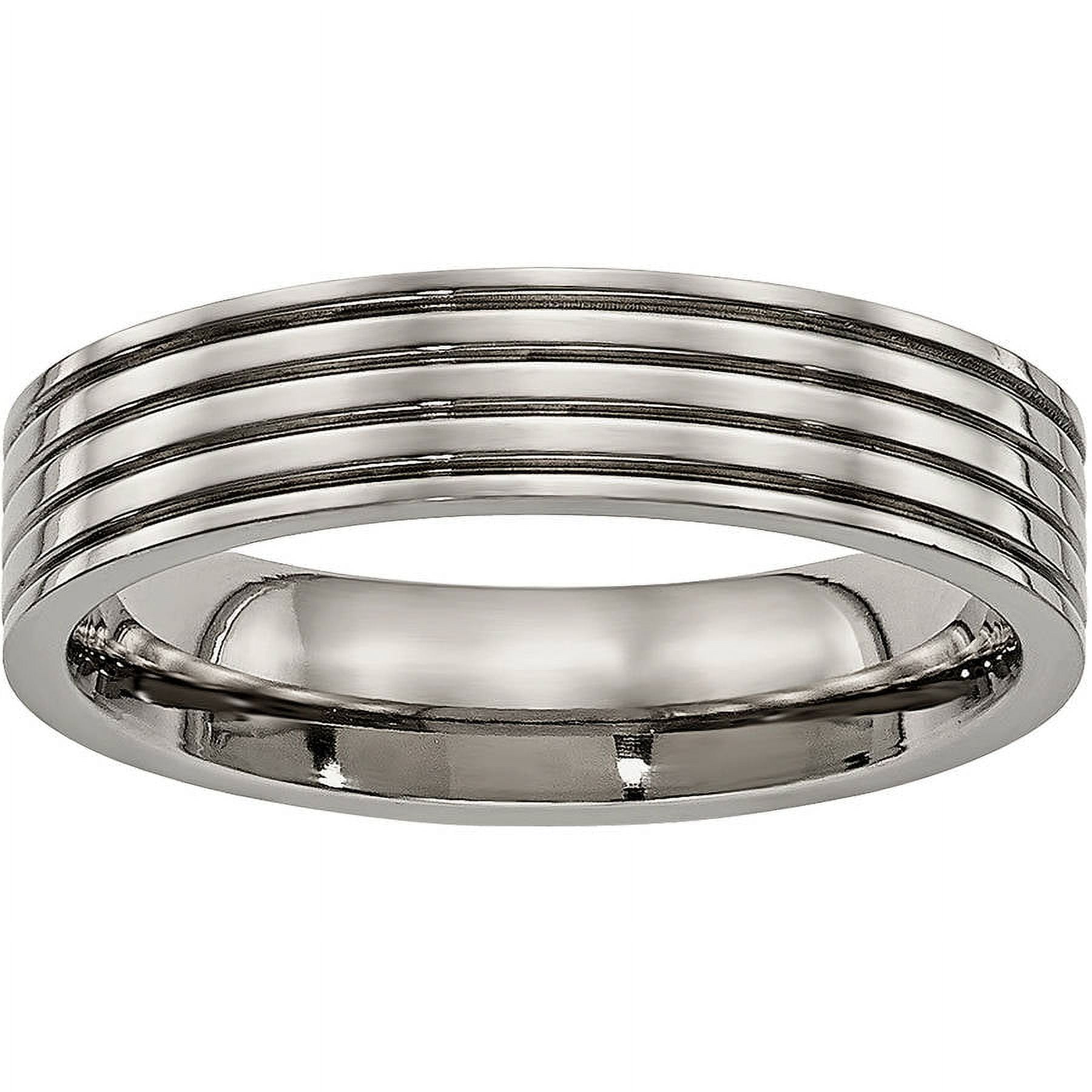 Titanium Polished Grooved Comfort Back Ring - Walmart.com