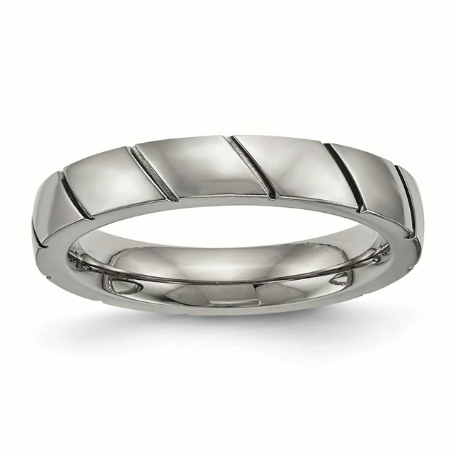 Titanium Polished Grooved Ring - Walmart.com