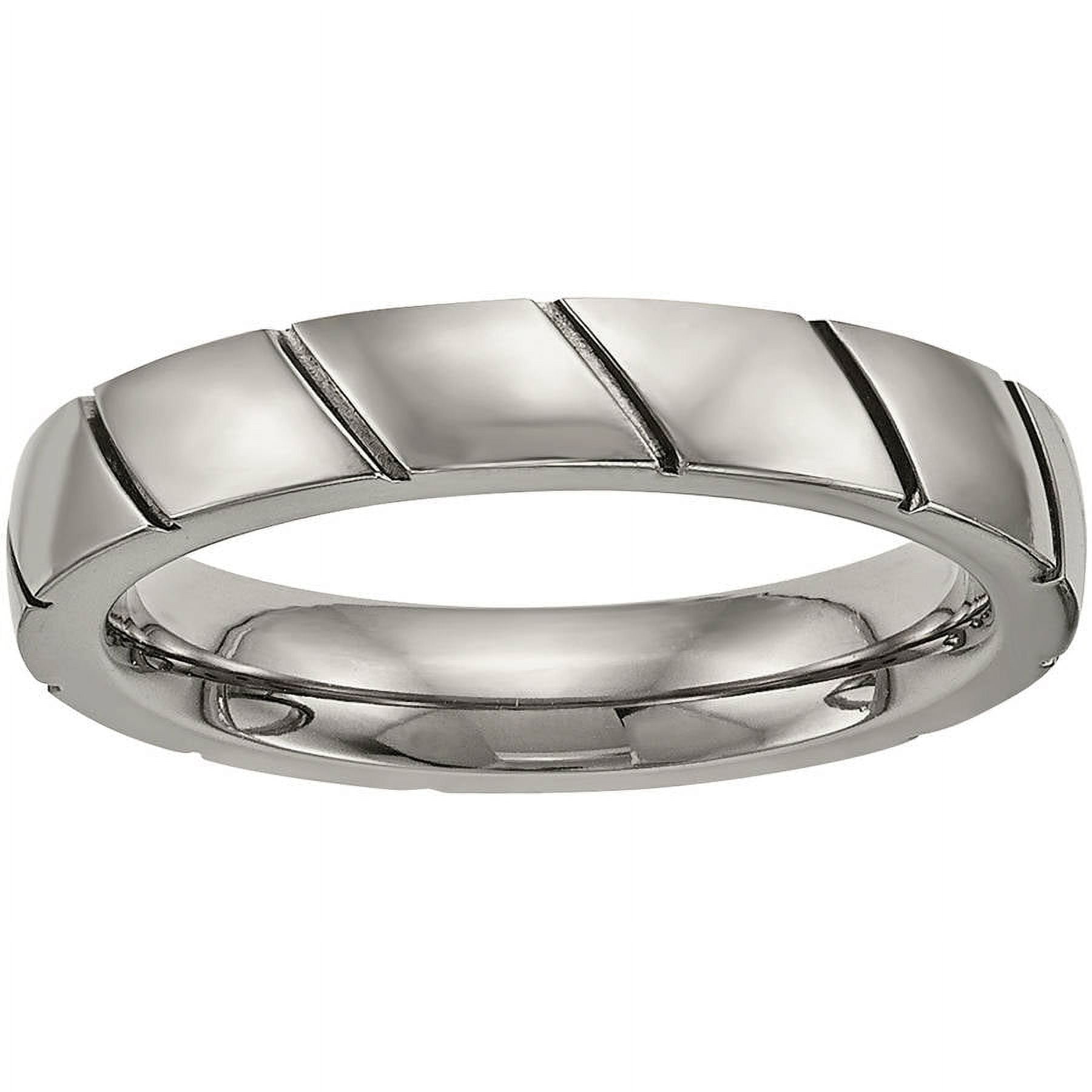Titanium Polished Grooved Ring - Walmart.com