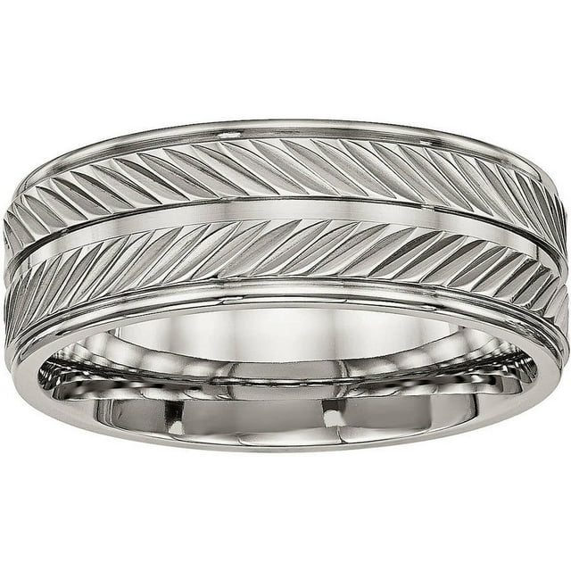 Titanium Polished Grooved Ring - Walmart.com