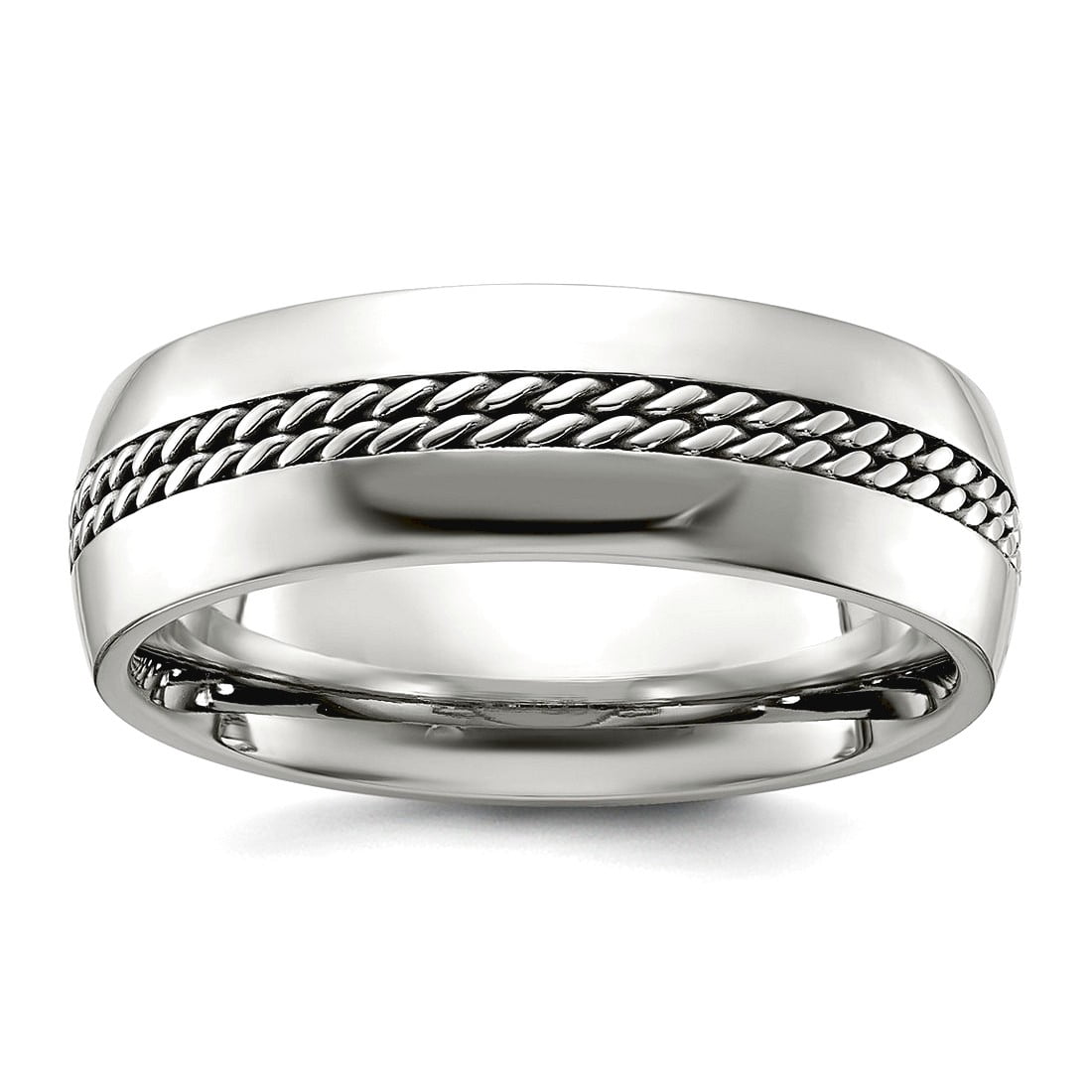 Titanium Polished With Curb Chain Necklace Inlay 7mm Band 13 Inch Chain ...