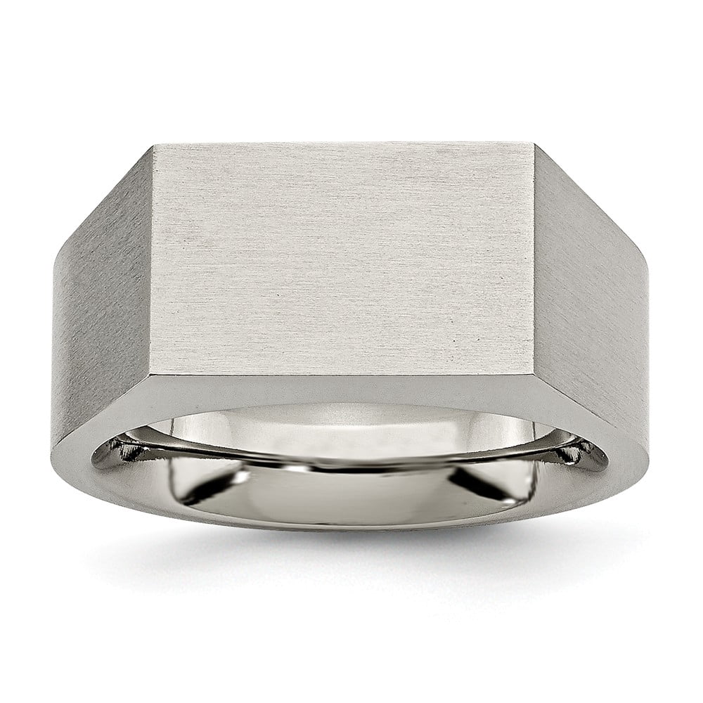 Titanium Polished and Brushed Signet Ring - Walmart.com
