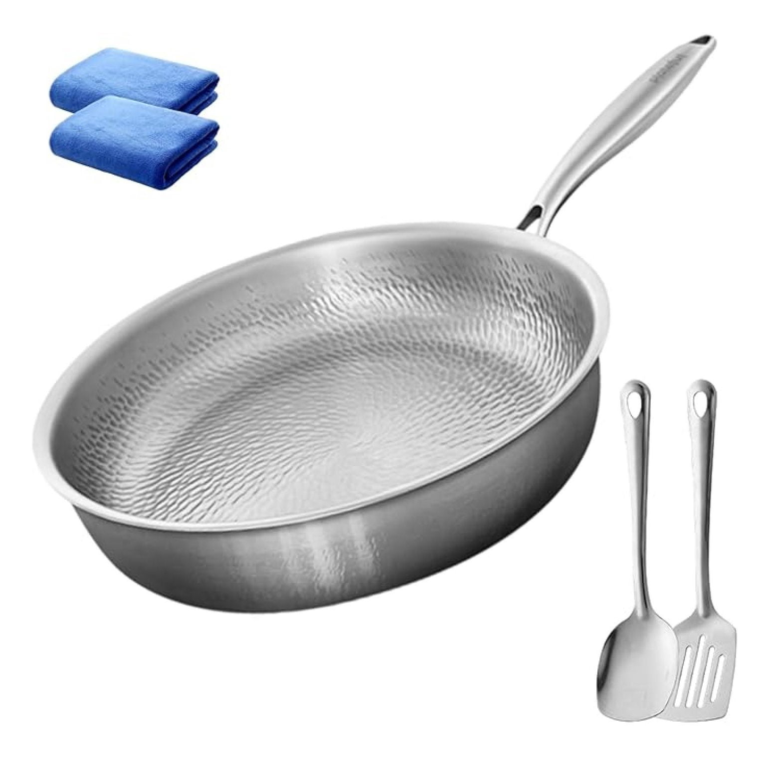 Titanium Pro Pan, 100% Pure No Coating Non-Stick Titanium Hammered ...