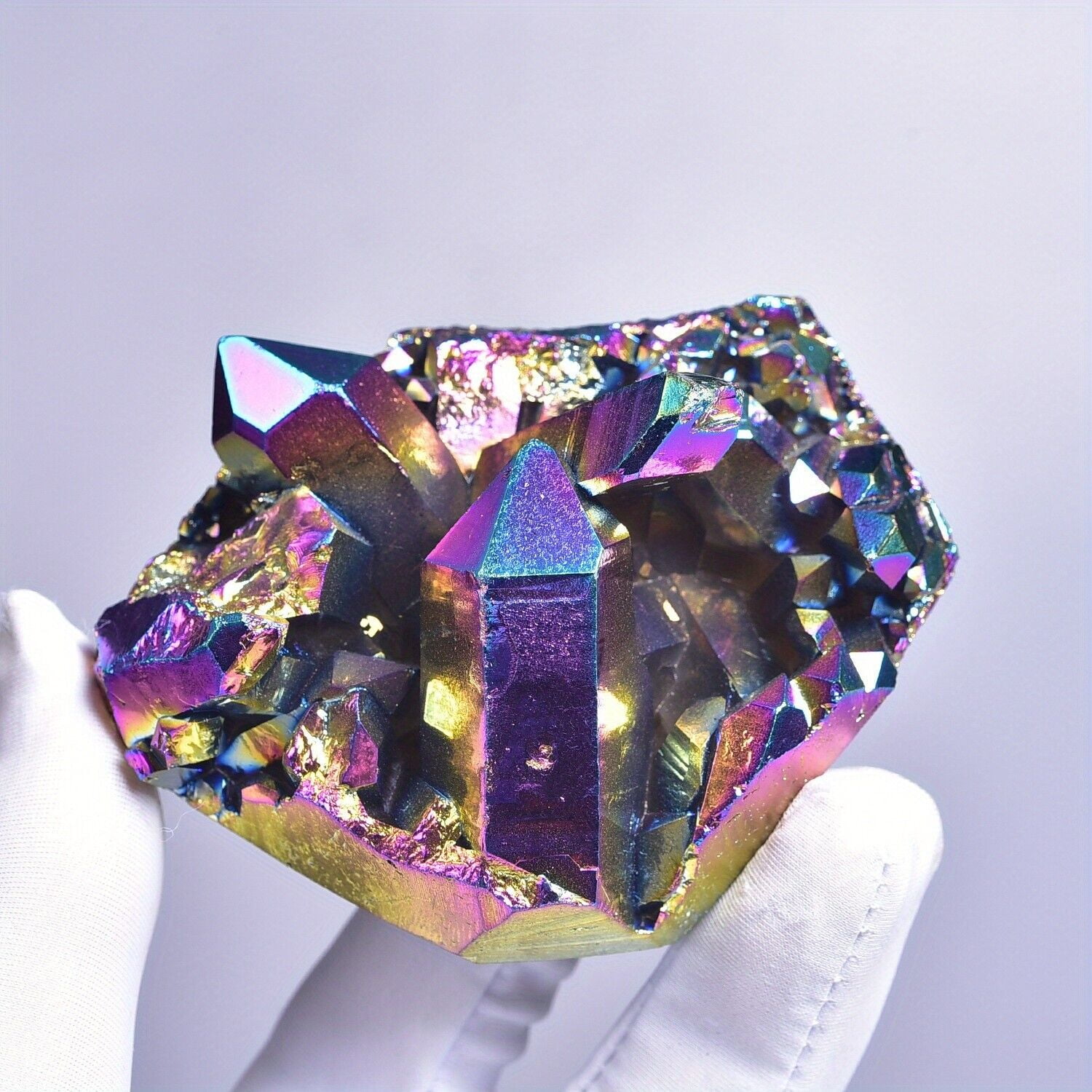 Titanium Quartz Crystal Rainbow Titanium Cluster Mineral Specimen ...