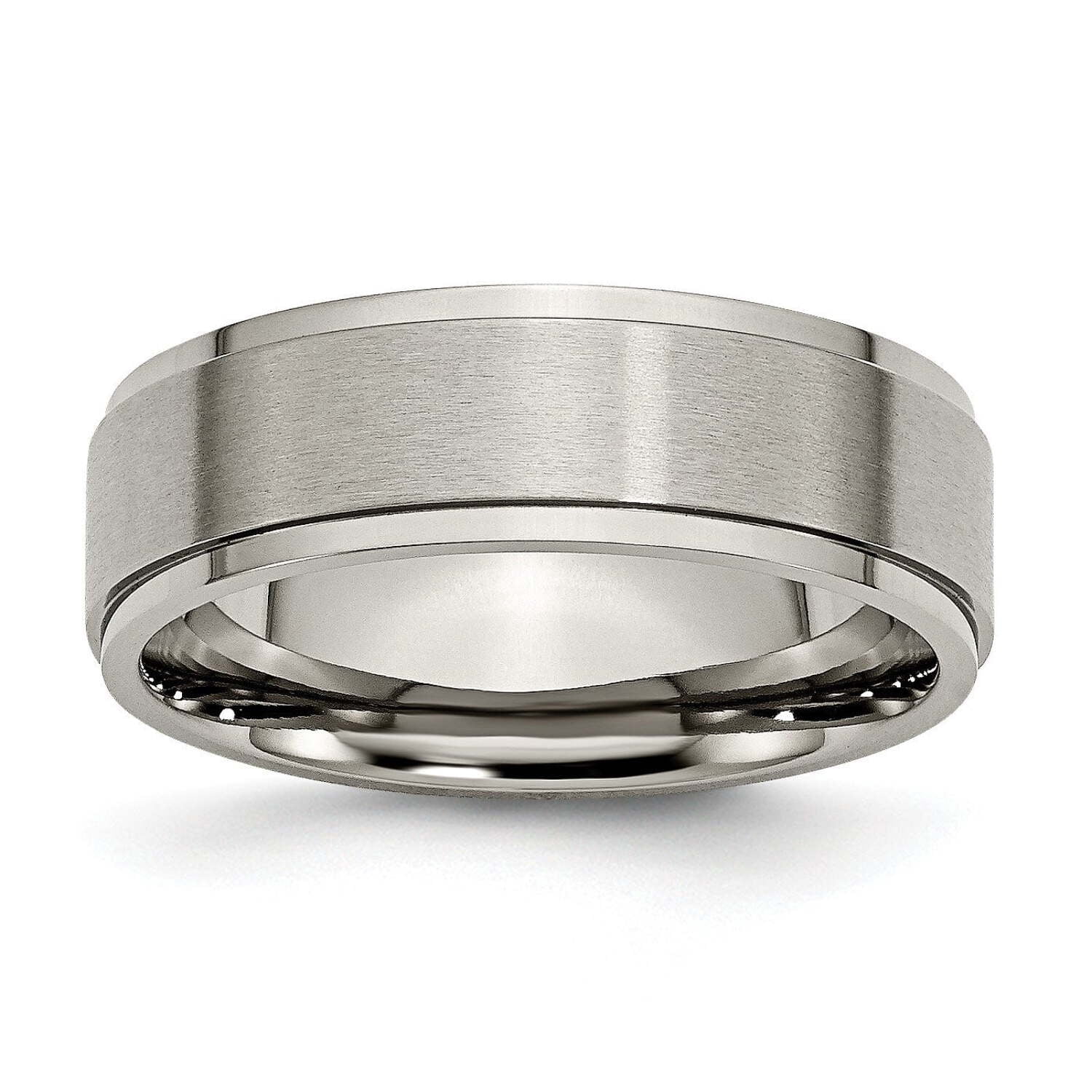 Titanium Ridged Edge 7mm Brushed and Polished Band - Walmart Business ...