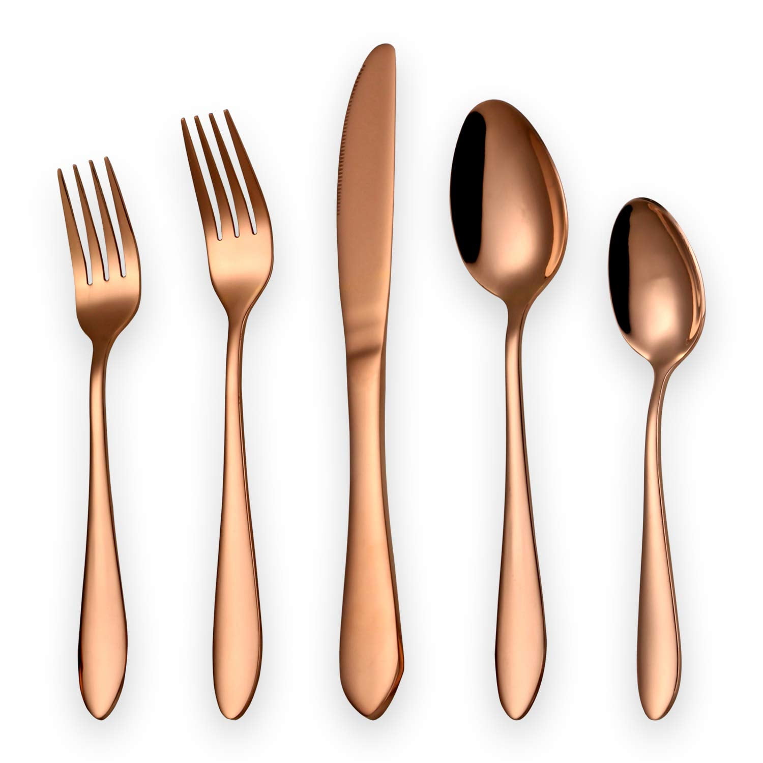 Titanium Rose Gold Plated Stainless Steel Flatware Set 20 Piece, Rose Gold Flatware Set, Copper ...