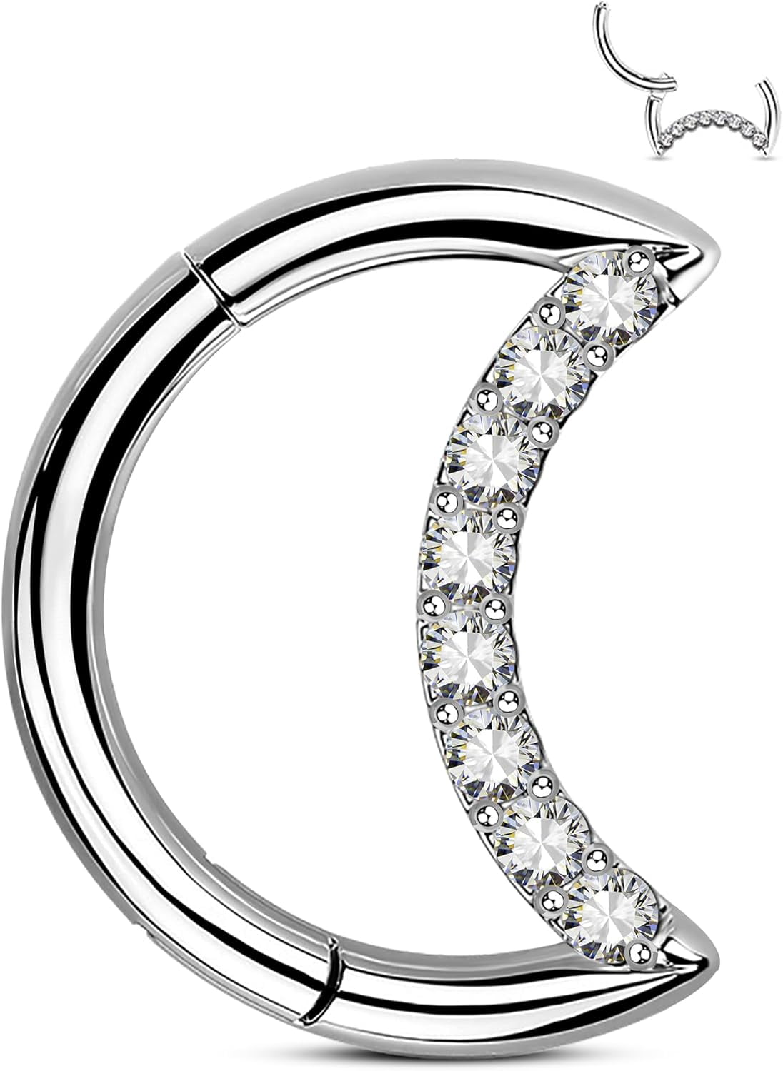 Titanium Septum Rings 16G Moon Septum Daith Jewelry Clear CZ Rook Daith ...