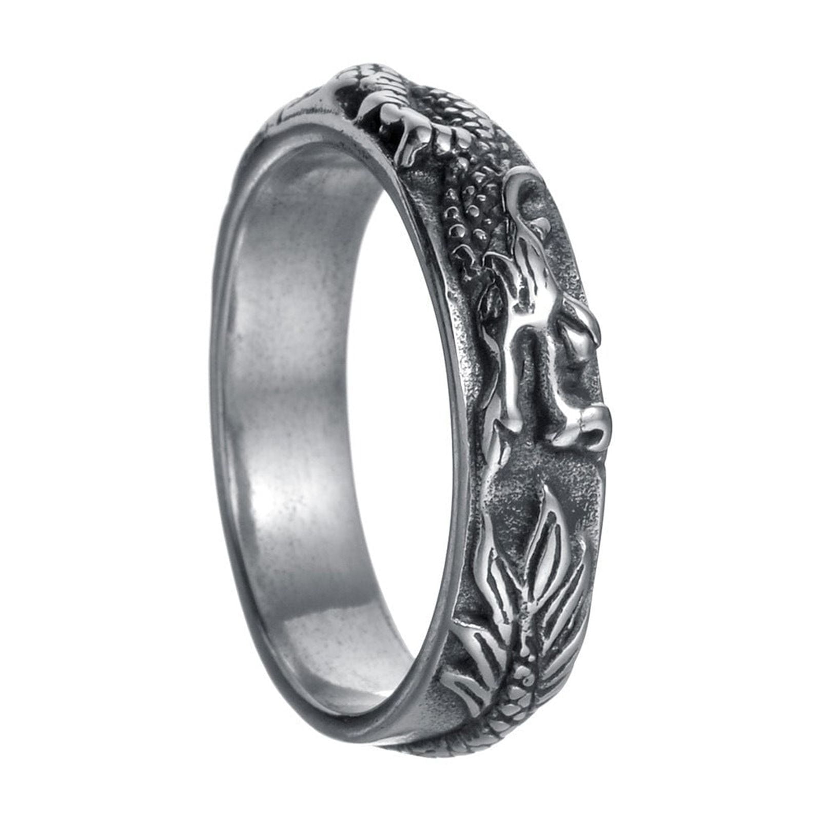 Titanium Steel Chinese Dragon Ring: Electroplated Unisex Ring in a ...